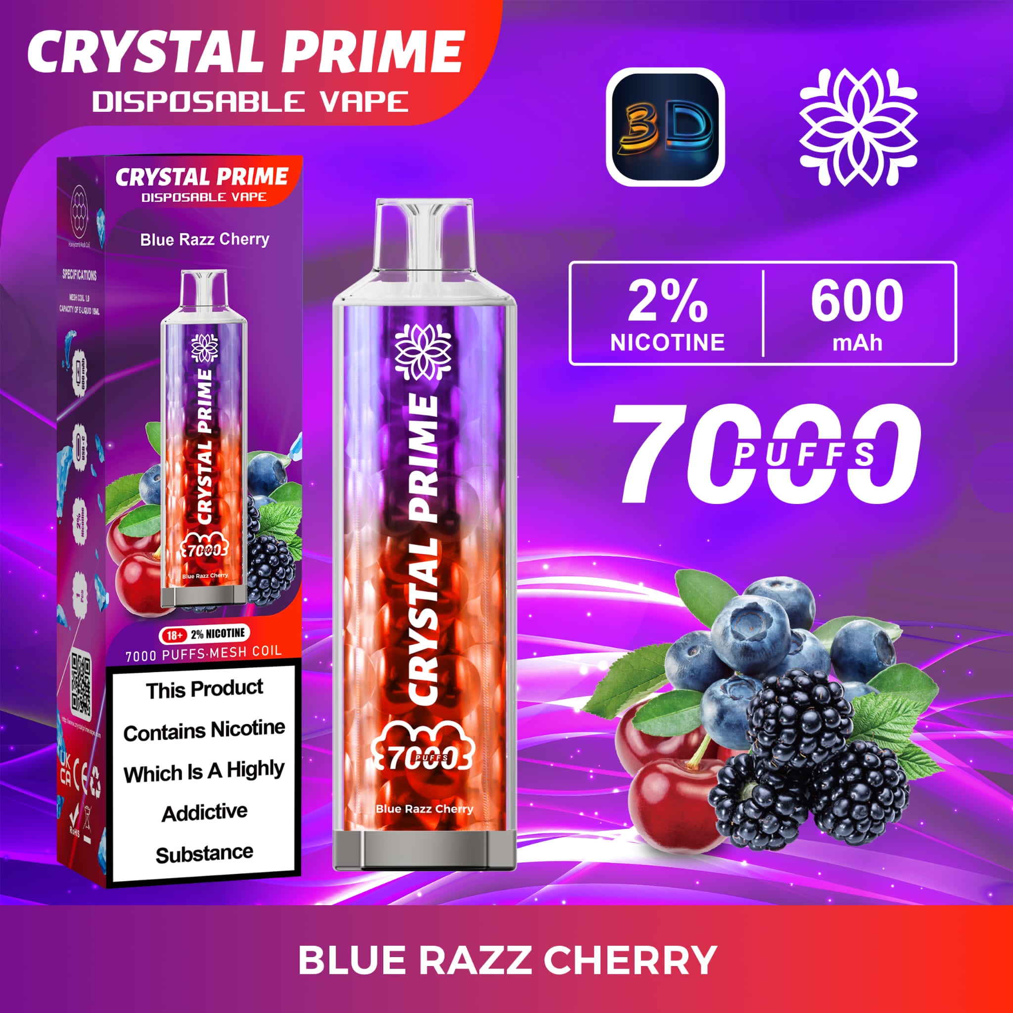 Shop Crystal Prime 7000 Puffs Disposable Vape Pod Box of 10 | Vape Wholesale